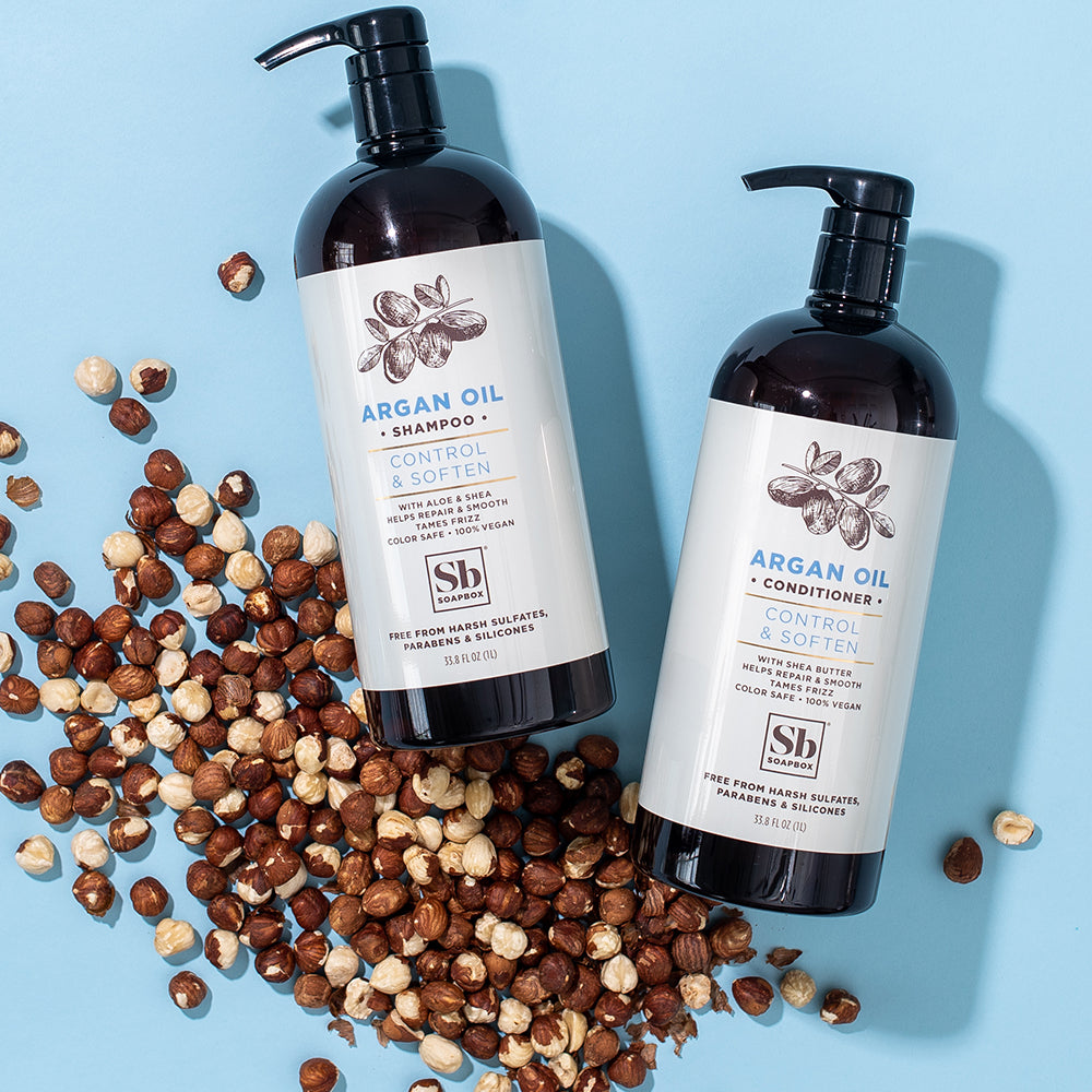 Argan Oil Anti-Frizz Shampoo + Conditioner Set - 1 Liter — Soapbox