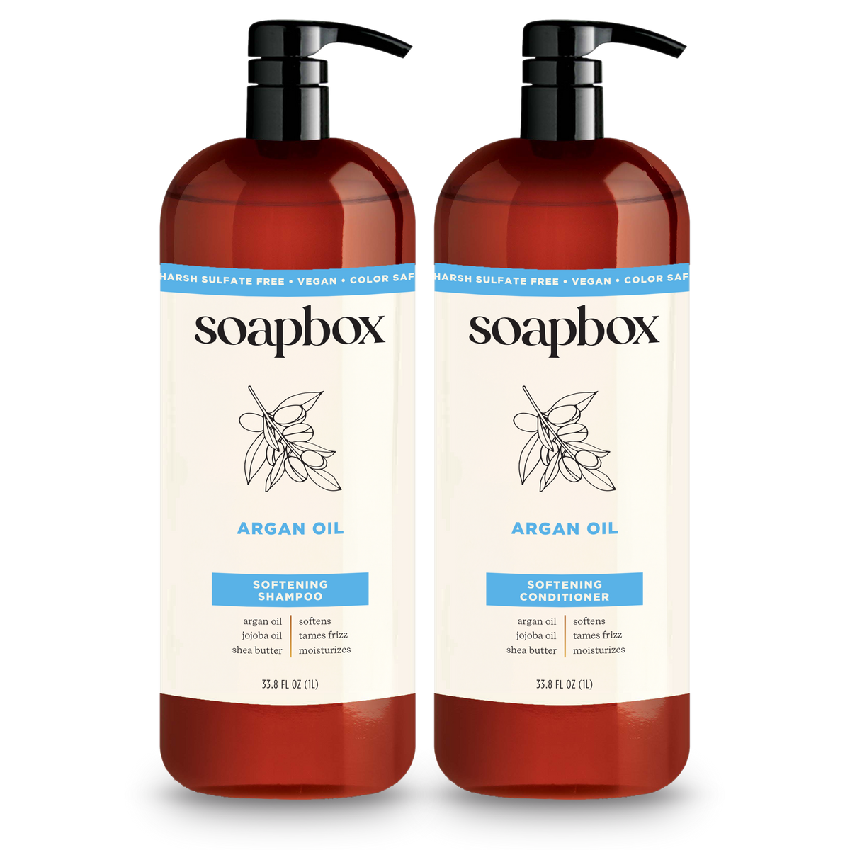 Argan Oil Anti-Frizz Shampoo + Conditioner Set - 1 Liter — Soapbox