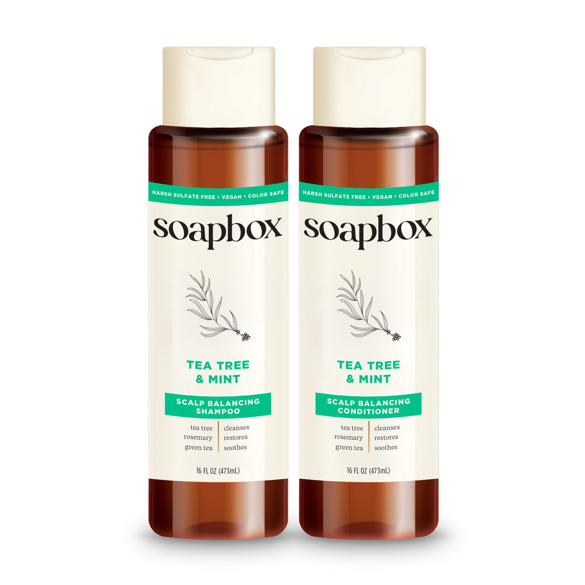 Tea Tree & Mint Scalp Balancing Shampoo + Conditioner Set — Soapbox